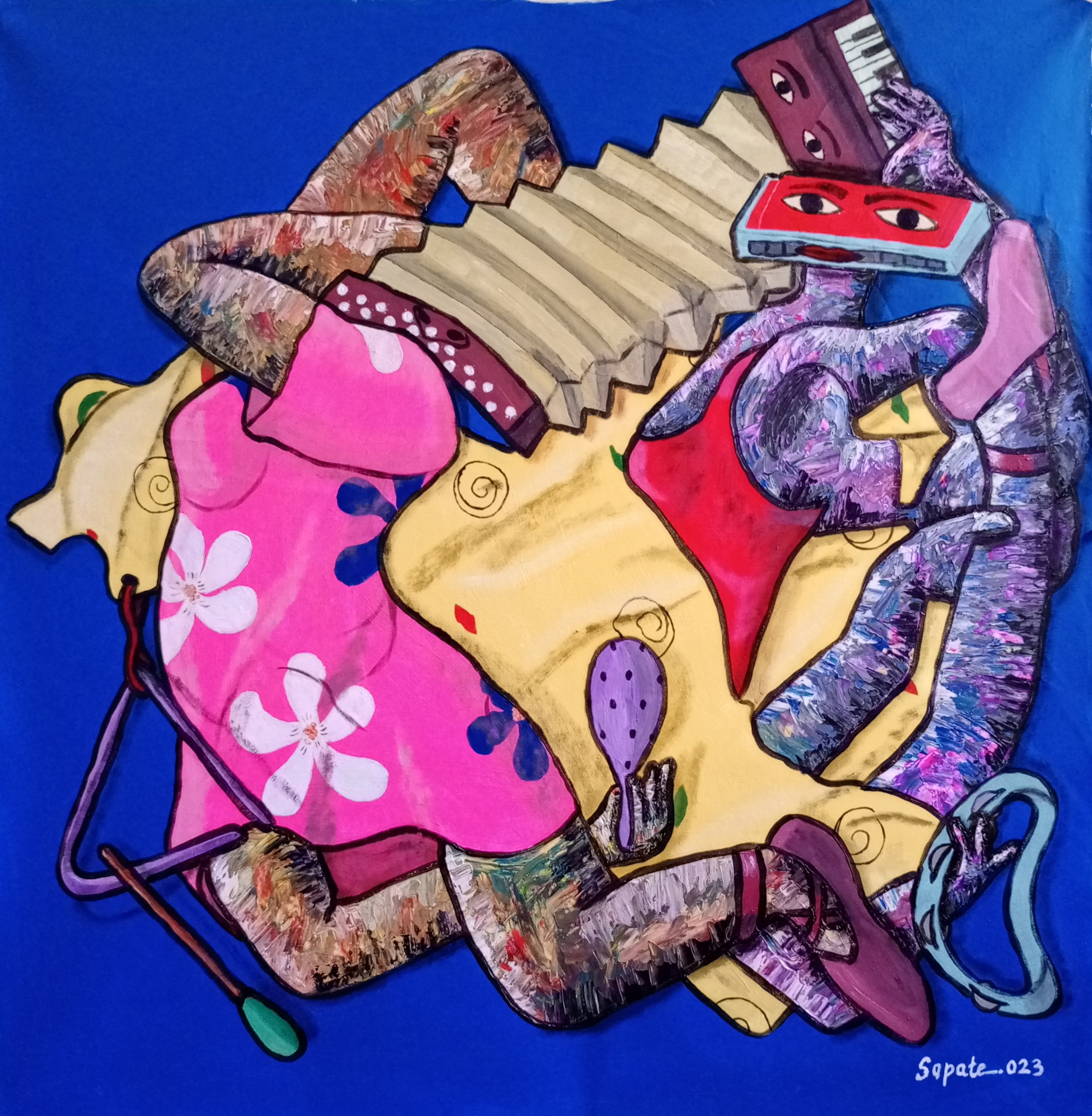 The instrument is dance, Painting by Sapate | AFRIKANIZM ART
