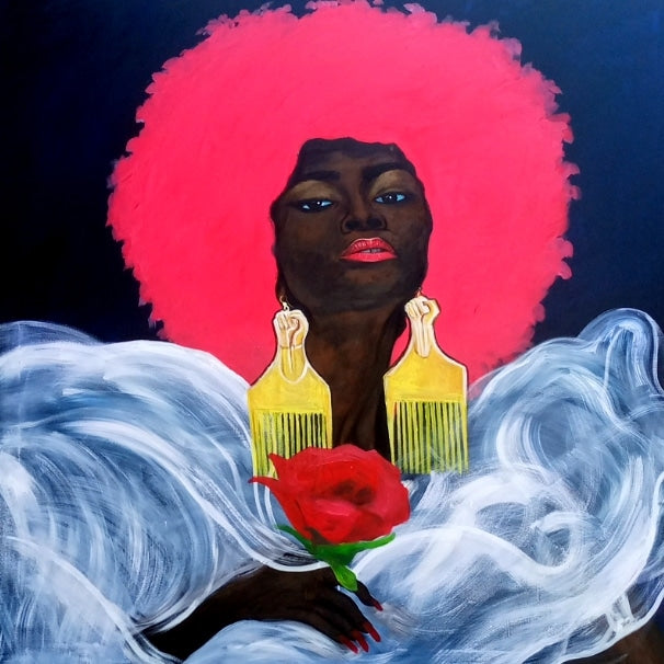 Pink Lady, Painting by Robert Osei Anim | AFRIKANIZM ART – Afrikanizm