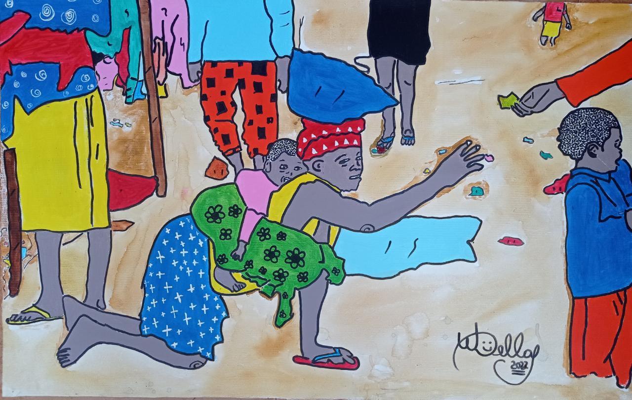 Hunger, Painting by Wilson Belas | AFRIKANIZM ART – Afrikanizm